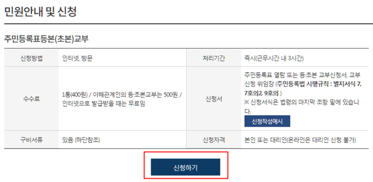 주민등록초본 인터넷발급 배우자 및 동거인 민원24 통한 선택발급 과 원초본 차이 삼자제출 출력 캡쳐 알아보기 주소변동 사항
